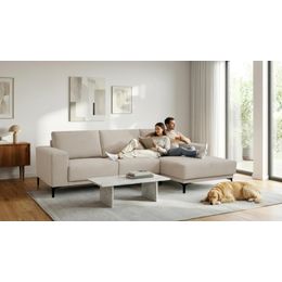 Ecksofa OTTO HOME, B:280cm H:85cm T:152cm, beige, 90% PES, 10% NY, Wohnzimmer, Sofas, "Xander, L-Form", Breite 280 cm, Soft-Touch Chenille, schwarze