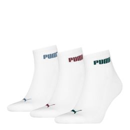 Puma Herren Kurzsocken "Puma UNISEX CUSHIONED NEXT QUARTER 3P", Gr. 43, wei&szlig;, Baumwollmischung, Socken, mit gepolsterter Sohle