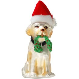 Christbaumschmuck "CBK01002, Weihnachtsdeko, Christbaumschmuck", B:4cm H:5cm T:10cm, bunt, KREBS GLAS LAUSCHA, Weihnachtsbaumschmuck, Hund mit
