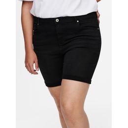 Only CARMAKOMA Damen Jeansshorts "CARLAOLA HW SHORTS AZG573 DNM", schwarz, Gr. 44, unifarben, Denim/Jeans, Obermaterial: 98% Baumwolle, 2% Elasthan,