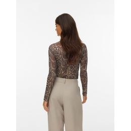V&eacute;ro Moda VERO MODA Damen Langarmshirt "VMLOVA LS MESH TOP JRS NOOS"moon rock aop:snake, Gr. L, animal-print, bedruckt, Jersey, Obermaterial: 90% Polyester,