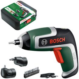 Bosch Home and Garden Akku-Schrauber "&raquo;IXO 7&laquo;", B:4,6cm H:12cm L:14,7cm, gr&uuml;n, BOSCH HOME & GARDEN, Schrauber, 10-tlg. Bit-Set, Winkelaufsatz, Exzenteraufsatz,
