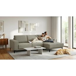 Ecksofa OTTO HOME, B:280cm H:85cm T:152cm, gr&uuml;n, 90% PES, 10% NY, Wohnzimmer, Sofas, "Xander, L-Form", Breite 280 cm, Soft-Touch Chenille, schwarze