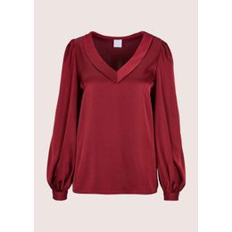 Madeleine Mode MADELEINE Damen Langarmbluse "Satinbluse Elegante Bluse mit V-Ausschnitt", rot, Gr. 36, Obermaterial: 100% Polyester PES., Blusen