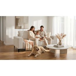 2-Sitzer OTTO HOME, B:164cm H:85cm T:88cm, beige, 90% PES, 10% NY, Sofas, "Xander", Breite 164 cm, Webstoff, Soft-Touch Chenille, schwarze Metallf&uuml;&szlig;e