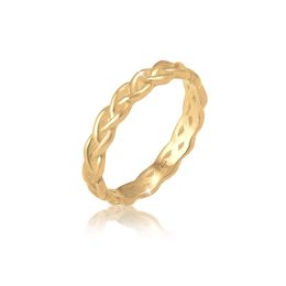 Elli Damen Fingerring "Gedreht Geflochten Zopfmuster 925 Silber", 58mm, ohne Stein, Silber 925 (Sterlingsilber), 3mm, gold, Silber 925