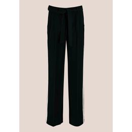 Madeleine Mode MADELEINE Damen B&uuml;gelfaltenhose "Hose Weite Hose mit Bindeband und Seitenstreifen", schwarz, Gr. 48, Obermaterial: 90% Viskose CV. 10% Polyamid PA.,