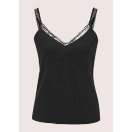 Madeleine Mode MADELEINE Damen Tr&auml;gertop "Spitzentop Kurzarmoberteil mit edler Spitze", schwarz, Modern, Gr. 46, Obermaterial: 96% Viskose CV. 4% Elasthan EL., Tops