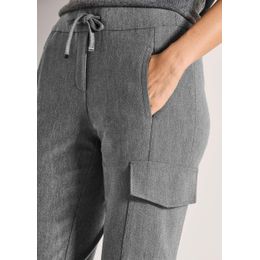 Madeleine Mode MADELEINE Damen Jerseyhose "Hose Cargo-Jerseyhose mit Kordelzug", grau, Modern, Gr. 18, Obermaterial: 60% Viskose CV. 35% Polyamid PA. 5% Elasthan