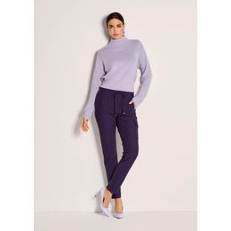 Madeleine Mode MADELEINE Damen Jerseyhose "Hose Cargo-Jerseyhose mit Kordelzug", lila, Modern, Gr. 42, Obermaterial: 60% Viskose CV. 35% Polyamid PA. 5% Elasthan