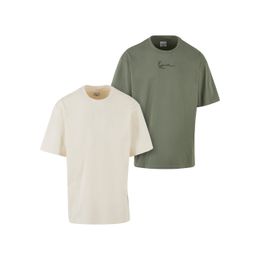 Karl Kani Damen T-Shirt "Karl Kani Small Signature Essential Tee 2 Pack"beige, gr&uuml;n, Gr. S, bedruckt, 100% Baumwolle, Shirts