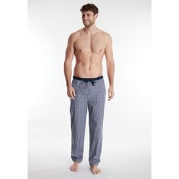 Pyjamahose Tom Tailor "Dakota", Herren, Gr. 56 (XXL), N-Gr, blau (blau, mittel, karo), Popeline, Obermaterial: 100% Baumwolle, kariert, Basic lang, Hosen Pyjamahose, Bindeband, Seitentaschen, locker, bequem, atmungsaktiv