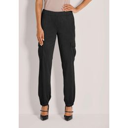 Madeleine Mode MADELEINE Damen Cargohose "Cargohose Stoffhose in Cargo-Optik", schwarz, Modern, Gr. 44, Obermaterial: 90% Polyester PES. 10% Elasthan EL., Hosen,