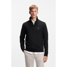 BOSS Orange Herren Sweatshirt "Zetrust"schwarz001, Basic, Gr. XL, Jersey, Obermaterial: 100% Baumwolle, Sweatshirts, Troyerkragen mit Rei&szlig;verschluss,