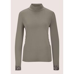 Madeleine Mode MADELEINE Damen Langarmshirt "Shirt Elegantes Langarmshirt mit Stehkragen", gr&uuml;n, Gr. 42, Obermaterial: 92% Modal CMD. 8% Elasthan EL., Shirts
