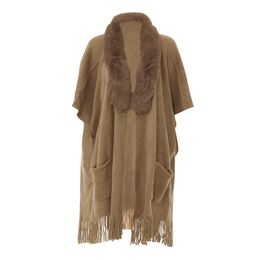 CHANI Poncho Damen Gr&ouml;&szlig;e M dunkelbeige