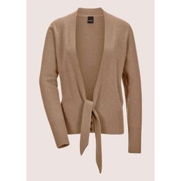 Madeleine Mode MADELEINE Damen Strickjacke "Strickjacke Kaschmirstrickjacke mit V-Ausschnitt", beige, Modern, Gr. 34, Obermaterial: 100% Kaschmir WS., Strickjacken