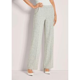 Madeleine Mode MADELEINE Damen Schlupfhose "Jerseyhose Weite B&uuml;gelfaltenhose mit Allover-Muster", wei&szlig;, Modern, Gr. 21, Obermaterial: 68% Polyester PES. 30% Viskose
