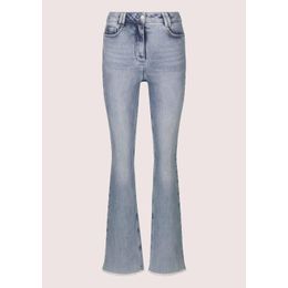 Madeleine Mode MADELEINE Damen Regular-fit-Jeans "Schlaghose Moderne, ausgestellte Jeans mit Fransen", blau, Modern, Gr. 44, Obermaterial: 99% Baumwolle CO. 1%