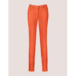 Madeleine Mode MADELEINE Damen Regular-fit-Jeans "Jeans Mid Waist Skinny-Hose mit Fransen", lila, Modern, Gr. 36, Obermaterial: 92% Baumwolle CO. 6% Polyester PES.