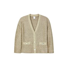 Madeleine Mode MADELEINE Damen Strickjacke "Strickjacke Strickjacke mit Pailletten", gold, Gr. 40, Obermaterial: 68% Polyester PES. 22% Baumwolle CO. 10% Leinen