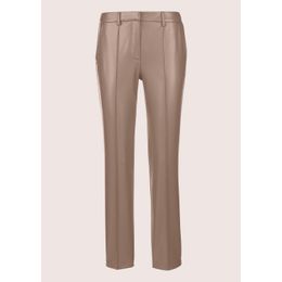Madeleine Mode MADELEINE Damen Lederhose "Kunstlederhose Kunstlederhose mit Biesen", beige, Modern, Gr. 18, Obermaterial: 71% Polyester PES. 25% Polyurethan PU. 4%