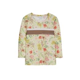 Madeleine Mode MADELEINE Damen Kurzarmshirt "Shirt Shirt mit floralem Print und 3/4-Arm", gelb, Modern, Gr. 36, Obermaterial: 95% Polyester PES. 5% Elasthan EL.,