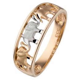 Jobo Damen Fingerring "Elefanten", 52, Gelbgold 333, gold, Gelbgold 333, Fingerringe, 333 Gold tricolor