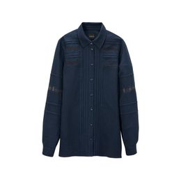 Madeleine Mode MADELEINE Damen Hemdbluse "Hemd Langes Hemd mit Leinen-Anteil", blau, Modern, Gr. 34, Obermaterial: 69% Viskose CV. 31% Leinen LI., Blusen