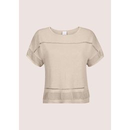 Madeleine Mode MADELEINE Damen Longpullover "Pullover Kurzarm-Pullover mit Glanz-Effekt", grau, Modern, Gr. 36, Obermaterial: 57% Viskose CV. 32% Polyester PES. 6%