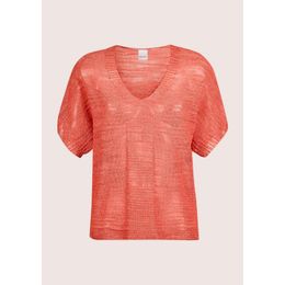 Madeleine Mode MADELEINE Damen Longpullover "Pullover Sommerlicher Glanzpullover mit Halbarm", orange, Modern, Gr. 44, Obermaterial: 51% Leinen LI. 37% Polyester