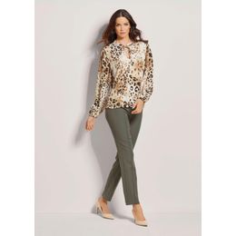 Madeleine Mode MADELEINE Damen Langarmbluse "Bluse Leo-Dessin Bluse in Tunika-Form", beige, Modern, Gr. 38, Obermaterial: 100% Viskose CV., Blusen