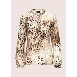 Madeleine Mode MADELEINE Damen Langarmbluse "Bluse Leo-Dessin Bluse in Tunika-Form", beige, Modern, Gr. 44, Obermaterial: 100% Viskose CV., Blusen