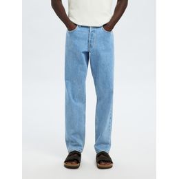 Selected Herren 5-Pocket-Jeans "SLH190-REG TAPERED BEN KORI JEANS NOOS", blau, Gr. 32, Abriebeffekte, Denim/Jeans, Obermaterial: 99% Baumwolle, 1%