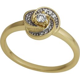 Firetti Damen Diamantring "Schmuck Geschenk Gold 333 Damenring Goldring Fingerring Knoten", 19, 0,12 P2 = erkennbare Einschl&uuml;sse, Diamanten Gelbgold