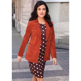Alba Moda Damen Jerseyblazer "Cordblazer Cordblazer", orange, Modern, Gr. 40, Obermaterial: 82% Polyester PES. 15% Polyamid PA. 3% Elasthan EL.,