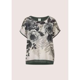 Madeleine Mode MADELEINE Damen Langarmshirt "Shirt Kurzarm Druckshirt mit Rundhals", grau, Modern, Gr. 34, Obermaterial: 95% Viskose CV. 5% Elasthan EL., Shirts
