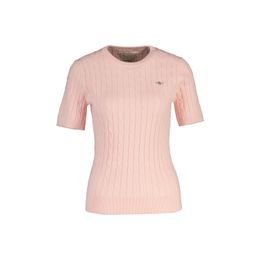 Gant Damen T-Shirt "T-Shirt STRETCH COTTON CABLE C-NECK 1er Pack", pink, Gr. M, Obermaterial: 88% Baumwolle CO. 10% Polyamid PA. 2% Elasthan EL.,
