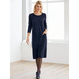 Heine Damen Strickkleid "Strickkleid", blau, Gr. 48, unifarben, Jersey, 60% Viskose, 40% Baumwolle, Kleider