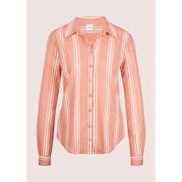 Madeleine Mode MADELEINE Damen Hemdbluse "Bluse Langarm Streifenbluse mit Hemdkragen", orange, Modern, Gr. 48, Obermaterial: 98% Polyester PES. 2% Elasthan EL.,