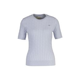 Gant Damen T-Shirt "T-Shirt STRETCH COTTON CABLE C-NECK 1er Pack", blau, Gr. S, Obermaterial: 88% Baumwolle CO. 10% Polyamid PA. 2% Elasthan EL.,
