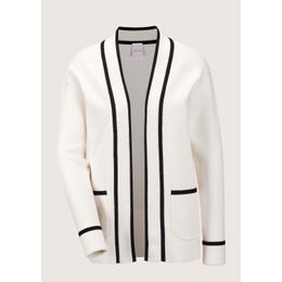 Madeleine Mode MADELEINE Damen Strickjacke "Strickjacke Lange Strickjacke ohne Verschluss", wei&szlig;, Modern, Gr. 34, Obermaterial: 55% Schurwolle WV. 45% Baumwolle
