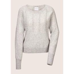 Madeleine Mode MADELEINE Damen Longpullover "Pullover Rundhals-Pullover mit Zopfmuster", grau, Modern, Gr. 34, Obermaterial: 90% Schurwolle WV. 10% Kaschmir WS.,