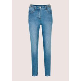 Madeleine Mode MADELEINE Damen Regular-fit-Jeans "Jeans Lange Slim Fit Stretch-Jeans", beige, Modern, Gr. 34, Obermaterial: 98% Baumwolle CO. 2% Elasthan EL., Jeans