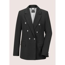 Madeleine Mode MADELEINE Damen Jackenblazer "Blazer Zweireihiger Longblazer", schwarz, Gr. 40, Obermaterial: 78% Polyester PES. 18% Viskose CV. 4% Elasthan EL.,