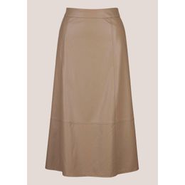 Madeleine Mode MADELEINE Damen Midirock "Rock Leder-Look Midi-Rock mit Rei&szlig;verschluss", beige, Modern, Gr. 36, Obermaterial: 100% Polyurethan PU., R&ouml;cke