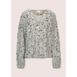 Madeleine Mode MADELEINE Damen Langarmshirt "Sweatshirt Glitzersweatshirt mit Federn", grau, Modern, Gr. 48, Obermaterial: 100% Polyester PES., Shirts