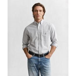 Gant Herren Langarmhemd "Regular Fit Oxford Hemd strukturiert langlebig dicker gestreift", blau, Gr. XL, gestreift, Popeline, Obermaterial: 100%