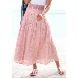 Buffalo Damen Maxirock "aus Eyelet-Spitze mit Unterrrock", lila, Gr. 36, unifarben, Web, Obermaterial: 100% Baumwolle. Futter: 100% Viskose, R&ouml;cke,