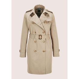 Madeleine Mode MADELEINE Damen Trenchcoat "Kurzmantel Langarm Trenchcoat mit Bindeg&uuml;rtel", beige, Gr. 38, Obermaterial: 60% Baumwolle CO. 40% Polyester PES., M&auml;ntel